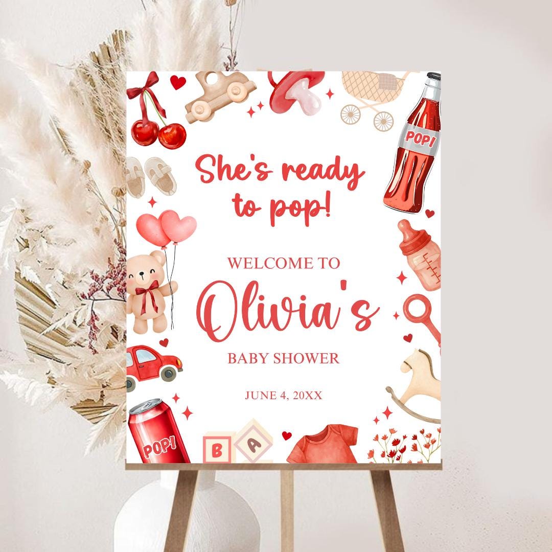 She's Ready to Pop Welcome Sign Baby Shower Shes Ready Soda Pop Welcome ...