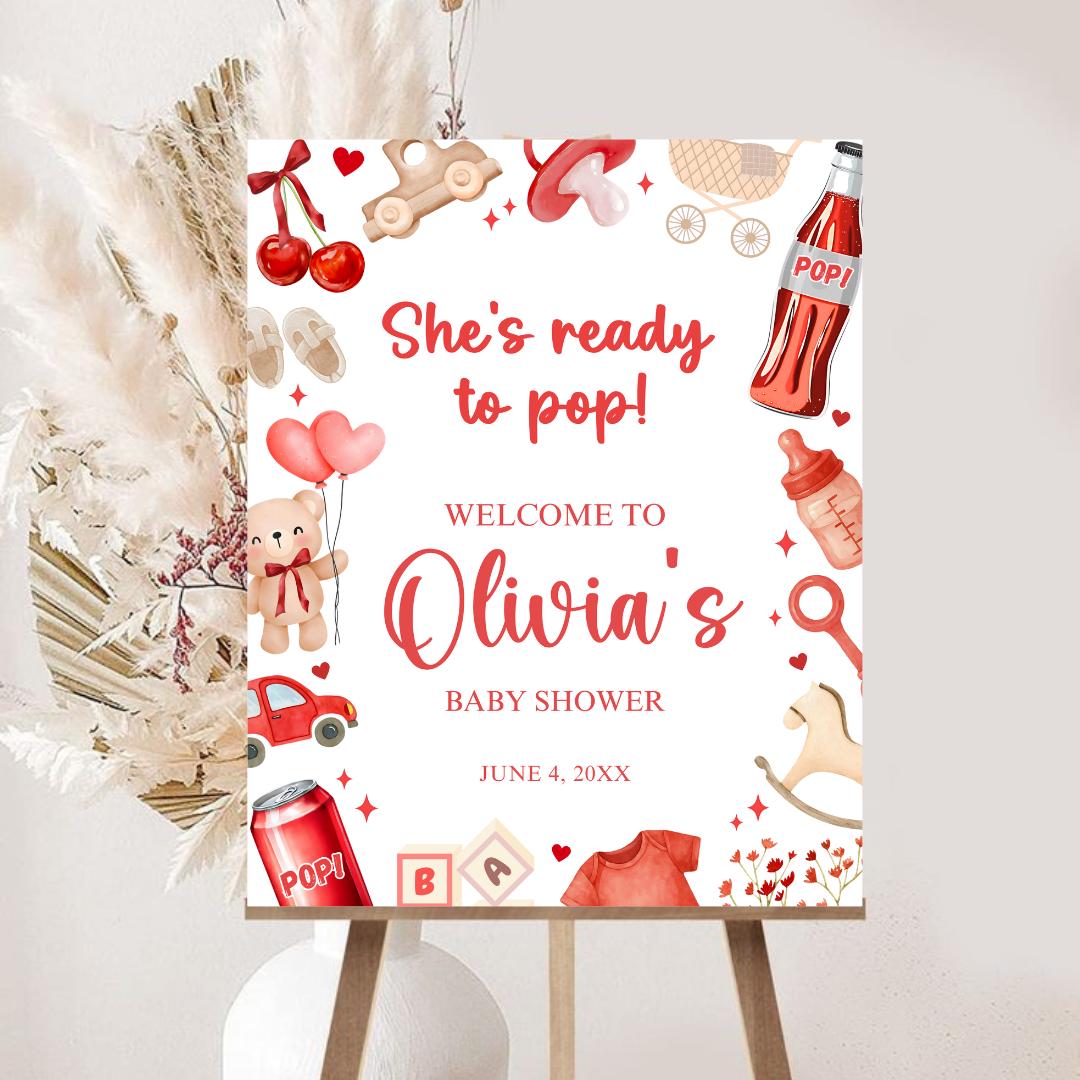 She's Ready to Pop Welcome Sign Baby Shower Shes Ready Soda Pop Welcome ...