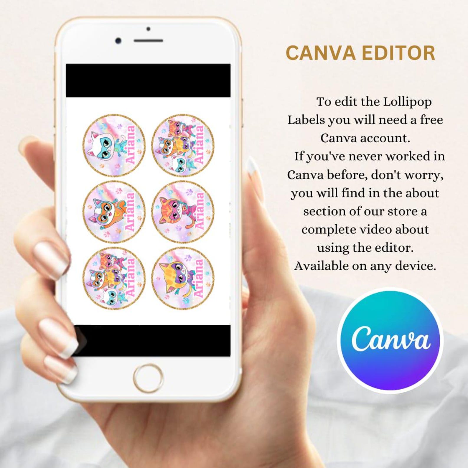 Super Kitties Carnival Lollipop Treats Circle Label Girl Super Kitties ...