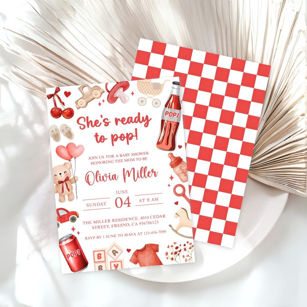 Editable She's Ready to Pop Invitation Baby Shower Shes Ready Soda Pop ...