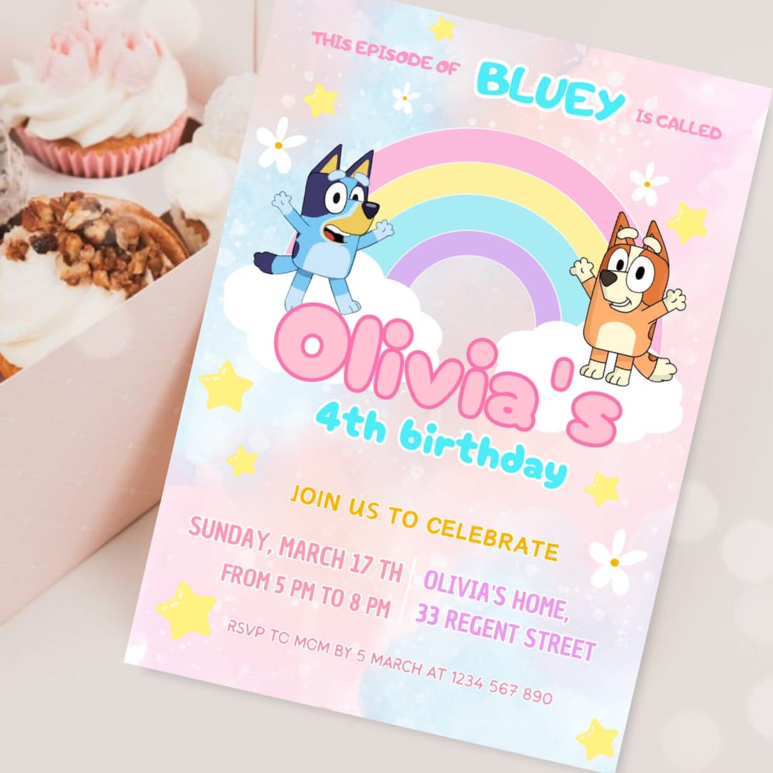 Bluey Birthday Invitation Girl Dog Invite for Girl Party Bluey and ...