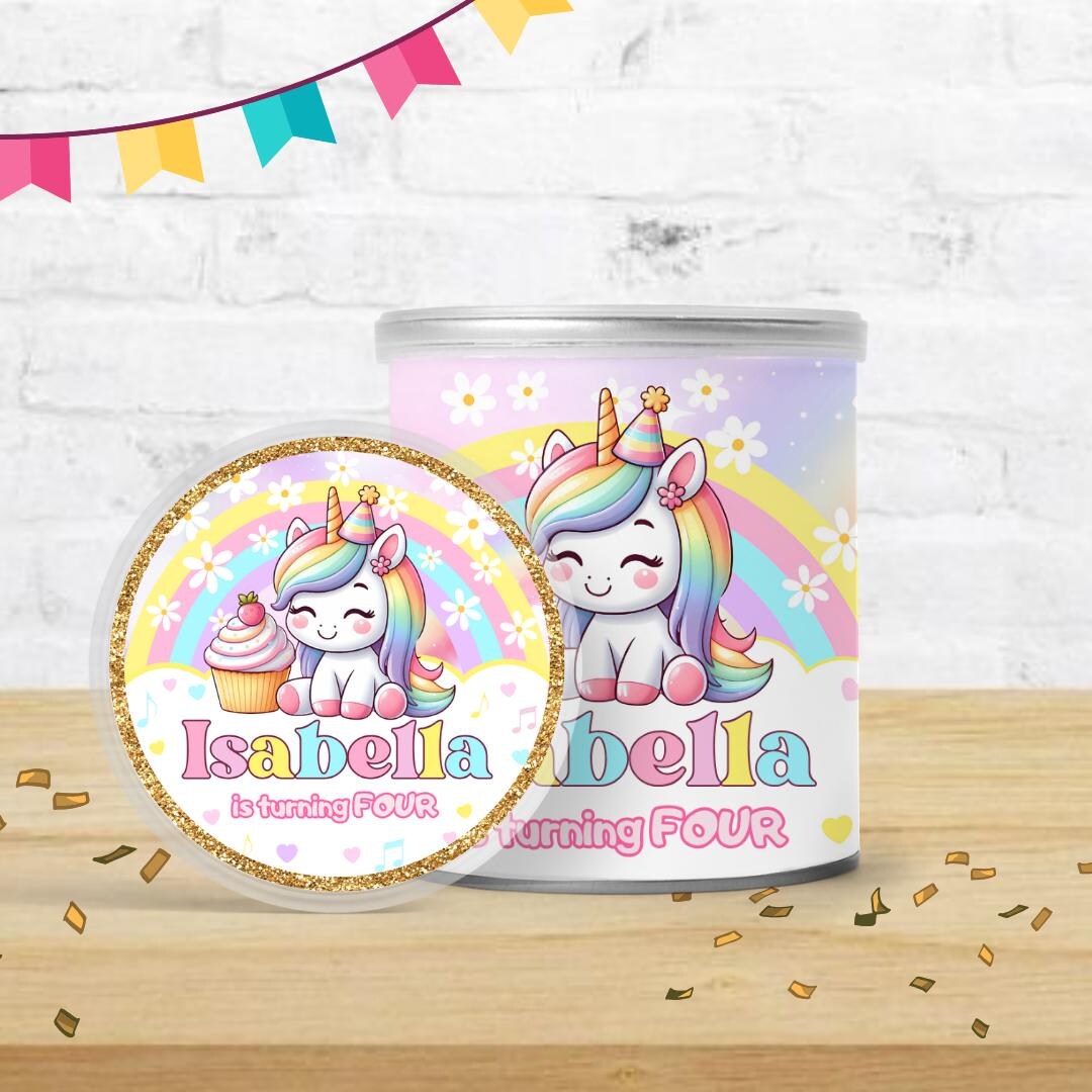 Editable Unicorn Pringles Label Rainbow Cute Unicorn Party Templete ...