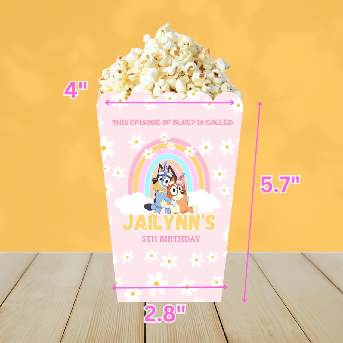 Editable Bluey Popcorn Box for Girl Blue Popcorn Favor Bag Girl Bluey ...