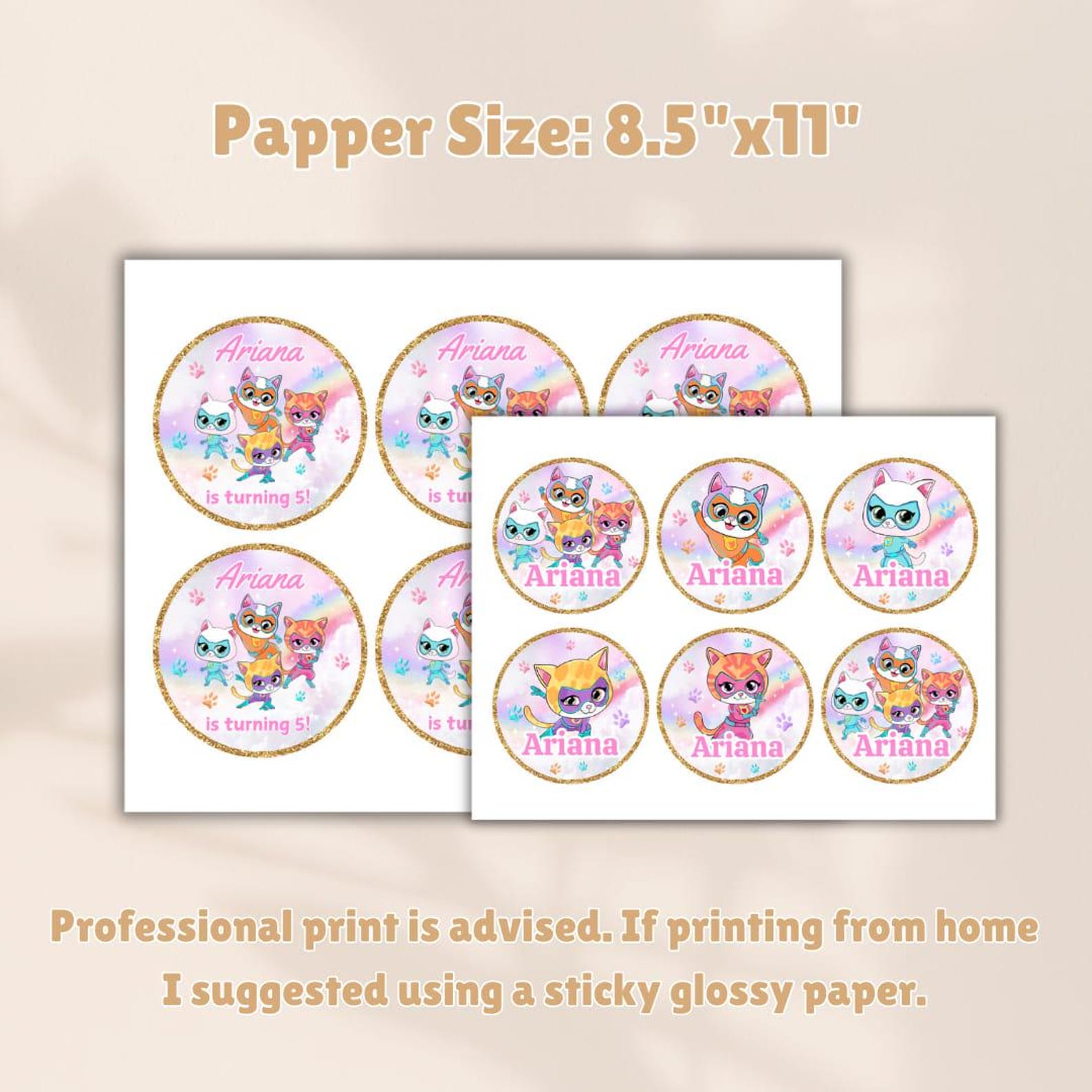 Super Kitties Carnival Lollipop Treats Circle Label Girl Super Kitties ...