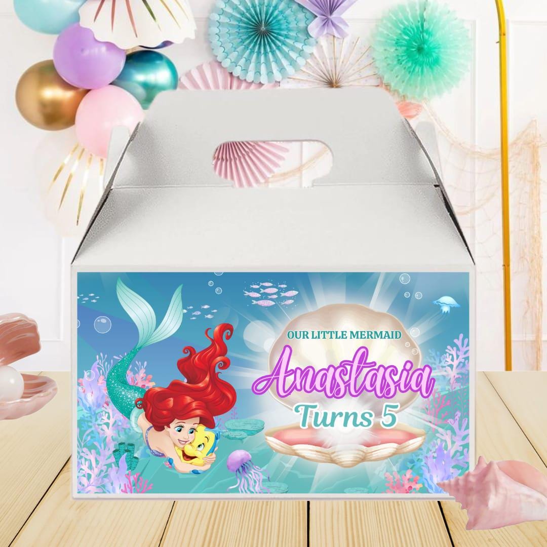 Little Mermaid Gable Box Label Mermaid Ariel Treat Box Label Marmaid ...