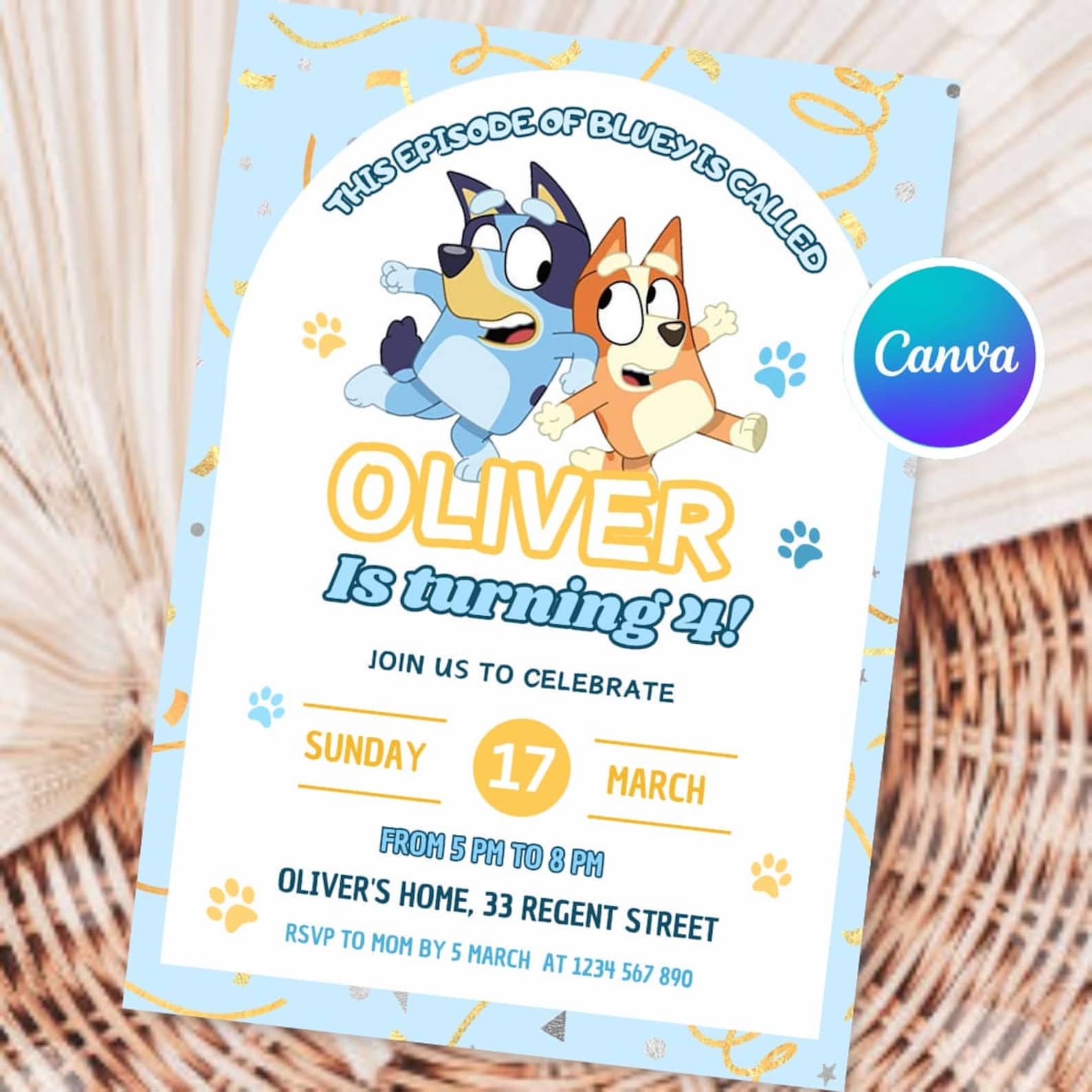 Bluey Birthday Invitation Boy Bluey Invite for Boy Party Bluey and ...