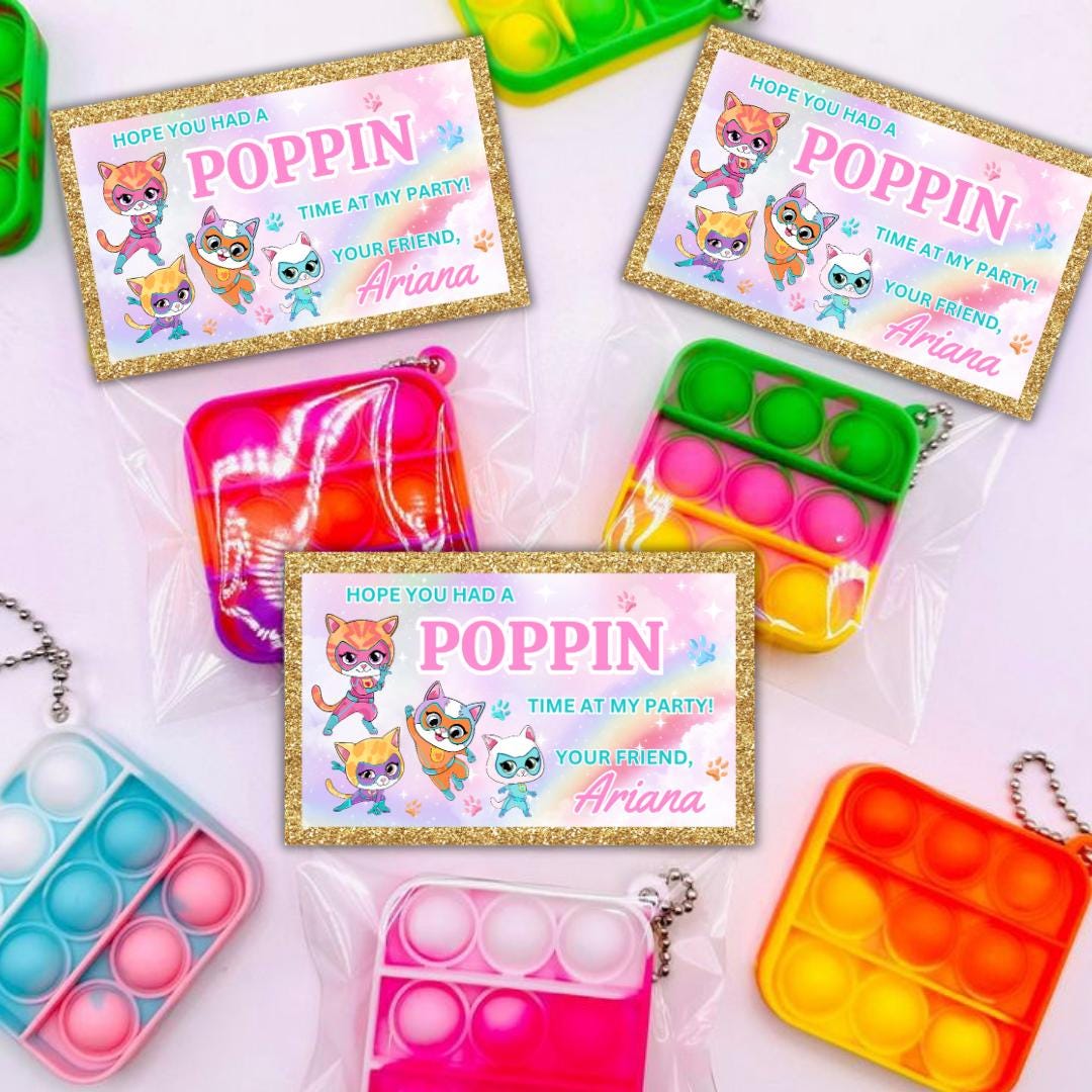 Super Kitties Poppin Tag Party Kitty Cat Pop Fidgety Tag Bag Party ...