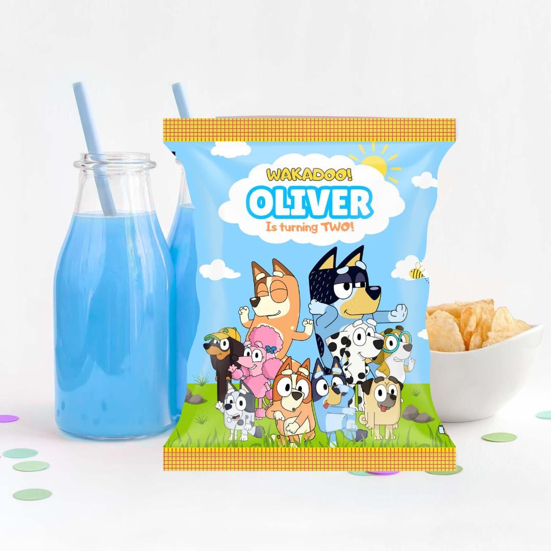 Bluey Chip Bag Label Boy Bluey and Bingo Party Favors Blue Dog Birthday ...