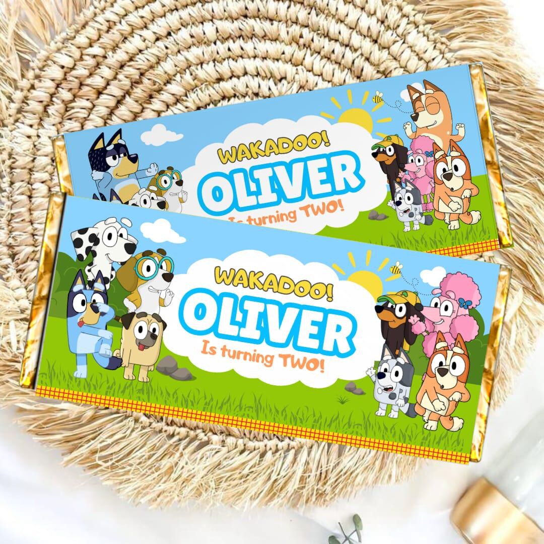 Bluey Chocolate Wrapper Bluey Birthday Party Boy Chocolate Wrapper ...