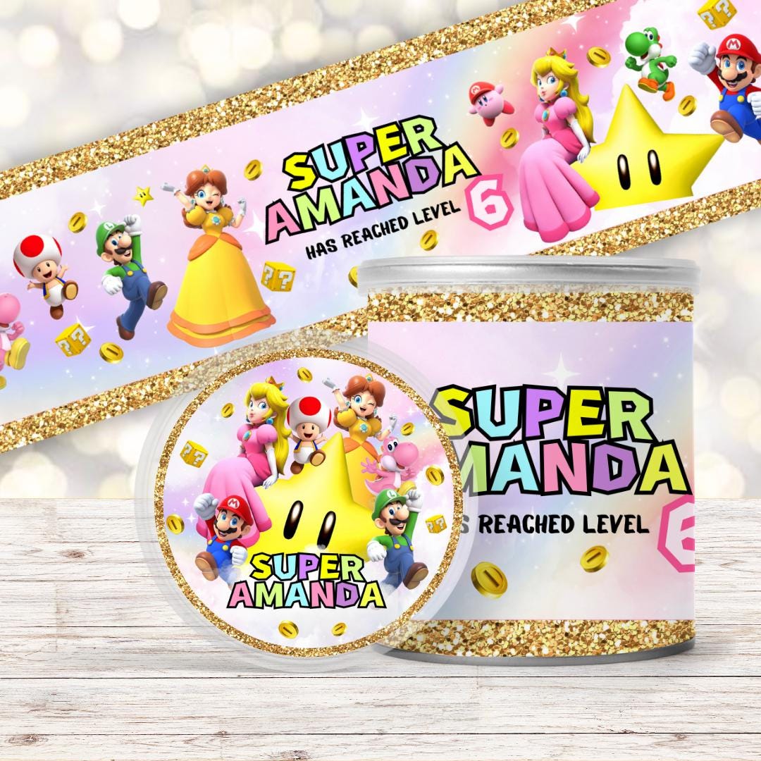 Editable Princess Peach Pringles Tube Label Girl Super Mario Party ...