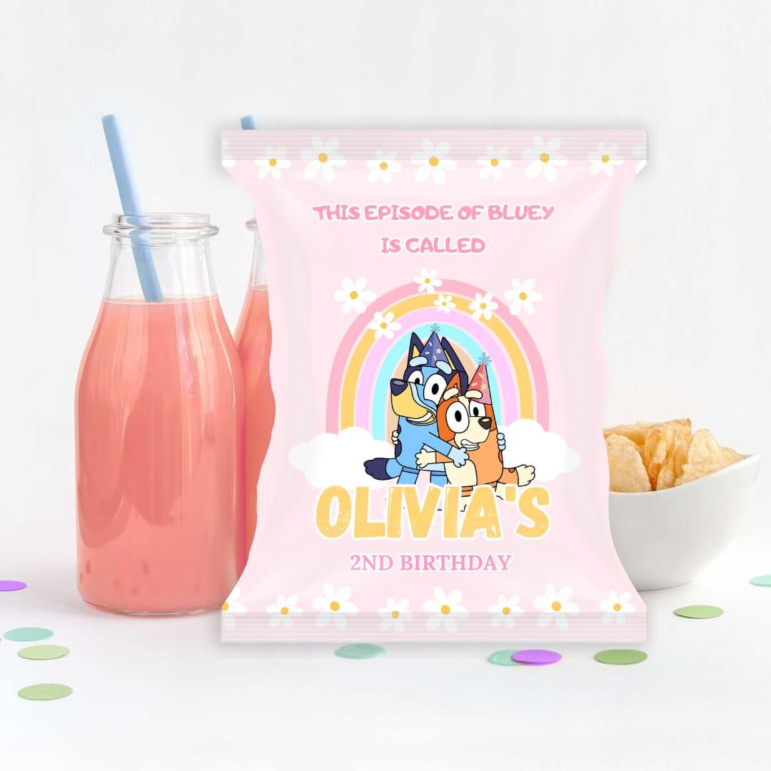 Bluey Chip Bag Label Girl Bluey and Bingo Party Favors Blue Dog ...