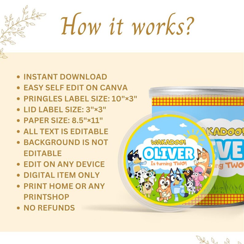 Bluey Pringles Label Boy Bluey and Bingo Party Favors Blue Dog Birthday ...