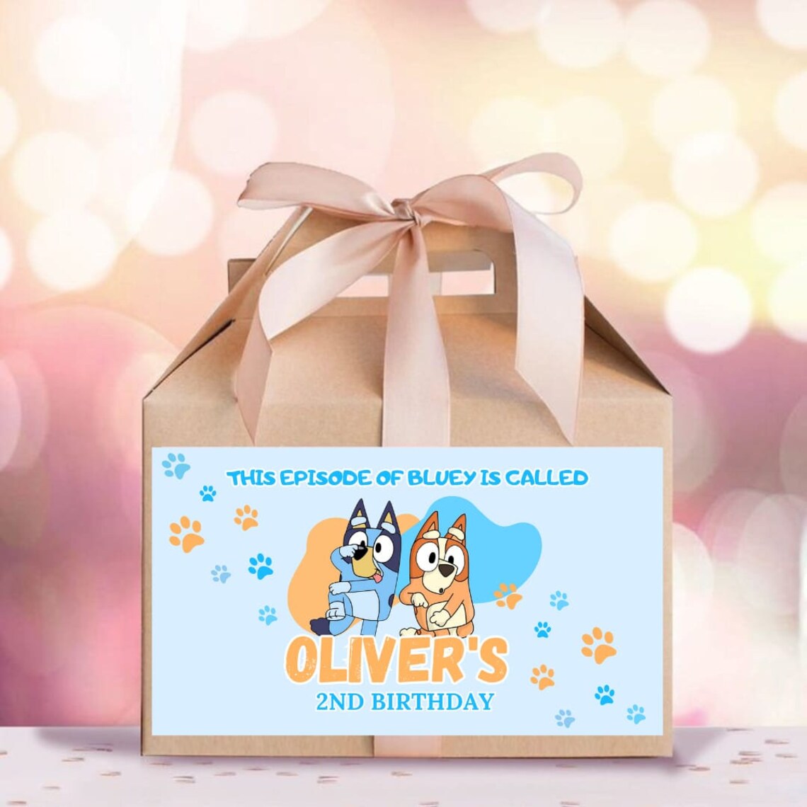 Editable Bluey Gable Box Favor Label for Boy Bluey Party Favor Box ...