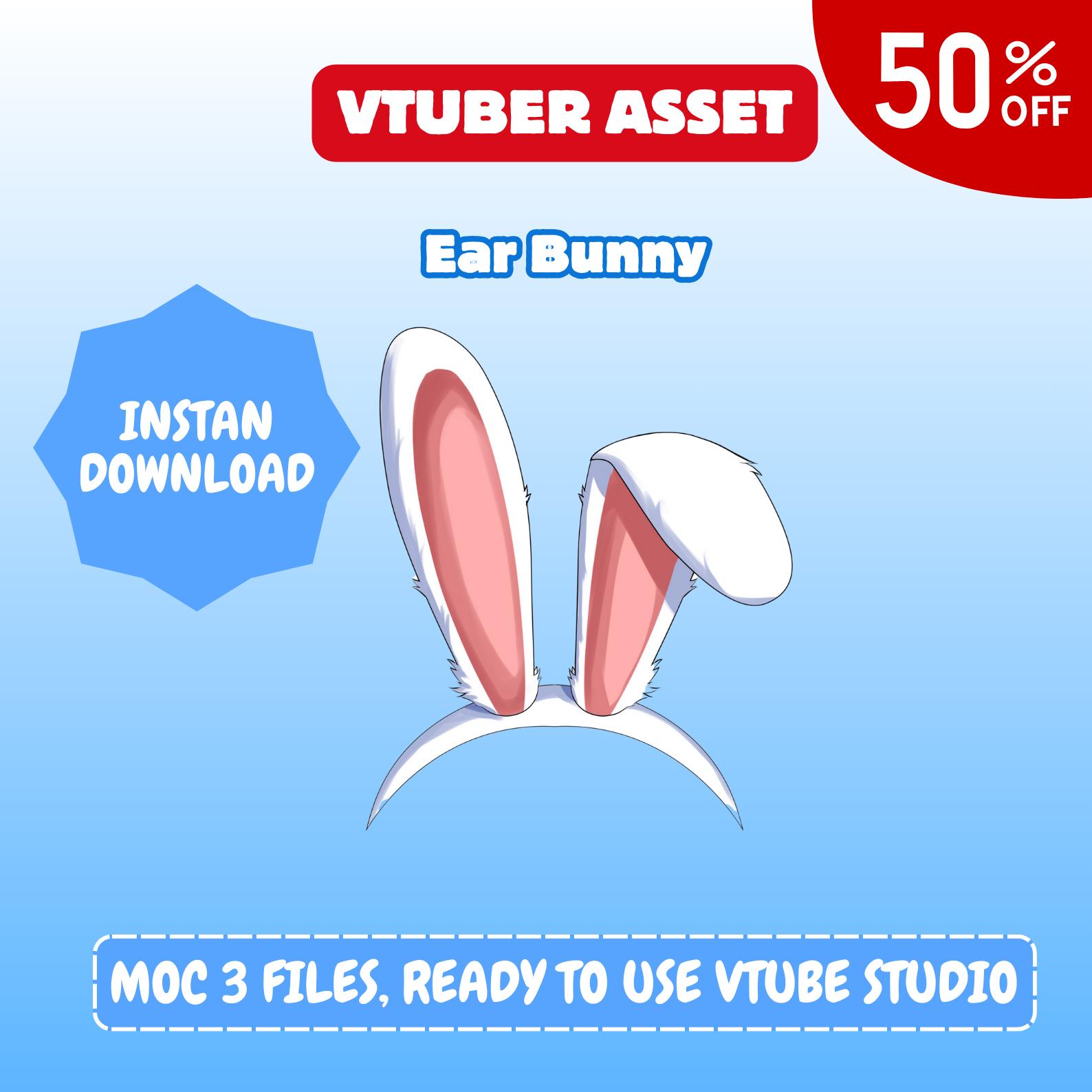 Vtuber Asset | Vtuber Head Asset | Rigged Ear Bunny Hat | Premade ...