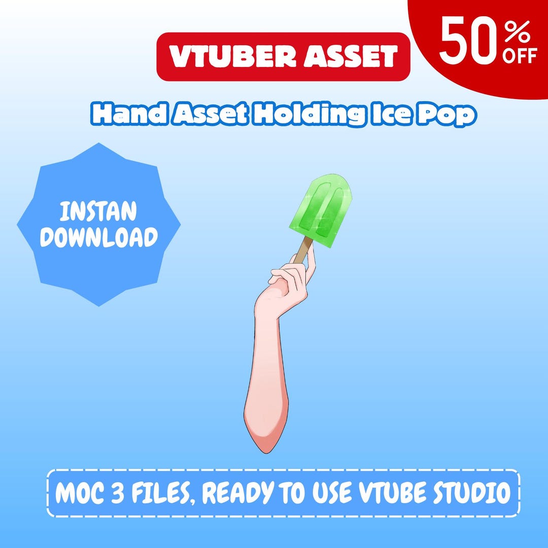 Vtuber Asset | Rigged Holding Ice Pop, Premade Assets, Hand Assets ...
