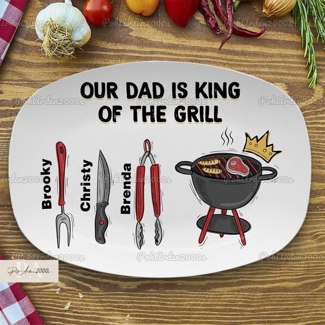 Custom Dad Grilling Platter, Personalized Grilling Plate, BBQ Platter ...