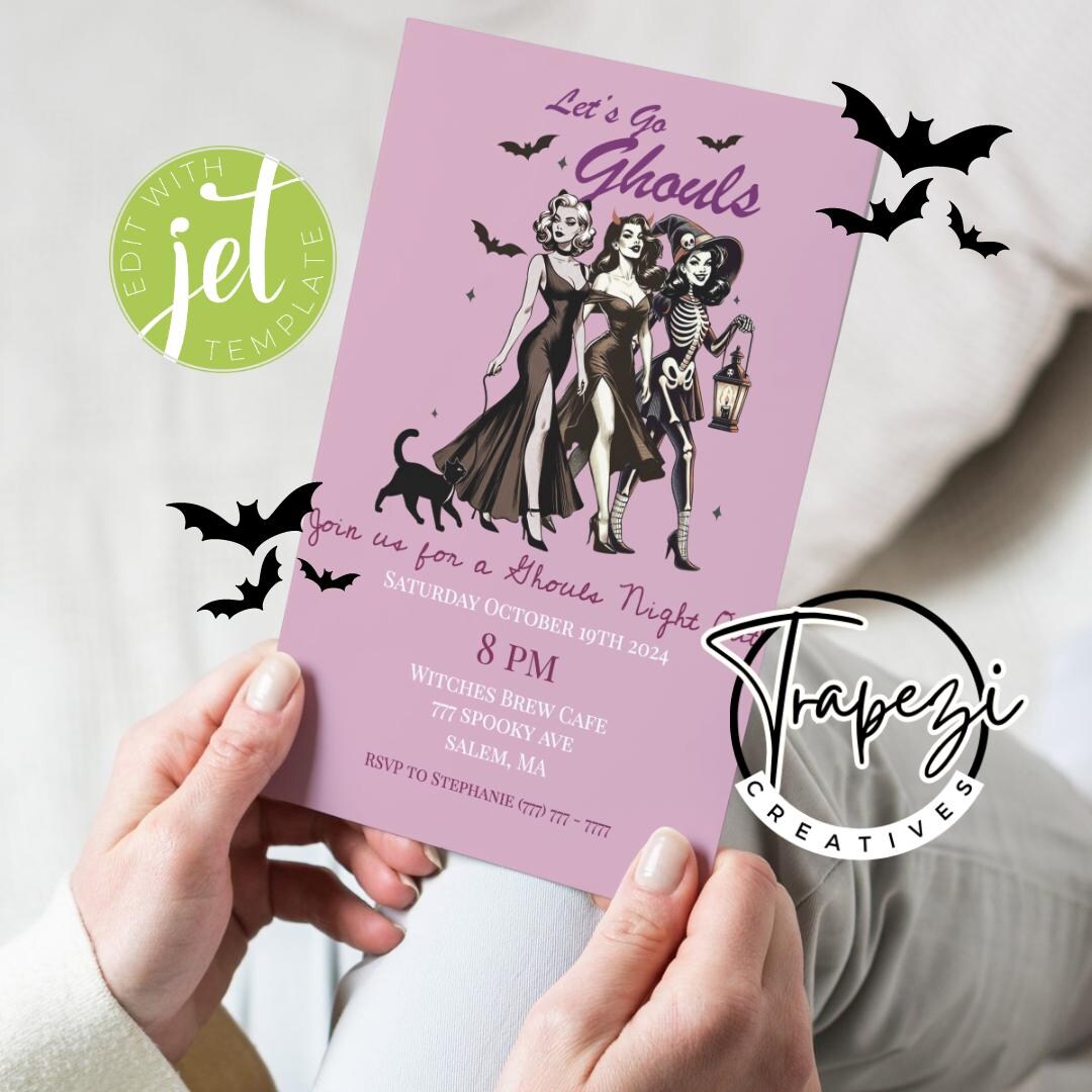 Editable Ghouls Night Out Invite Template Printable Invite 3 Sizes ...
