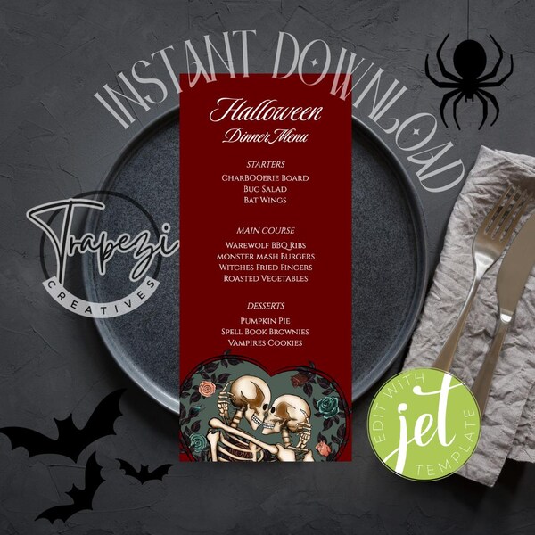 Halloween Menu Template Printable Menu Checkered Pumpkin Printable ...