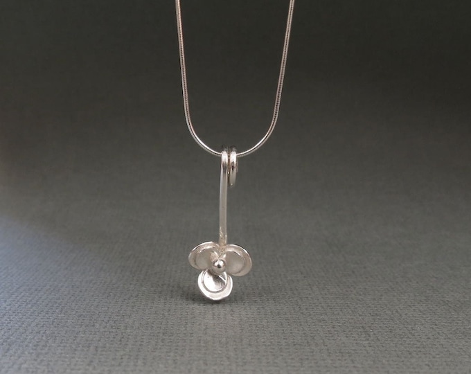 Sterling Silver Simple Flower Necklace Handmade - Etsy