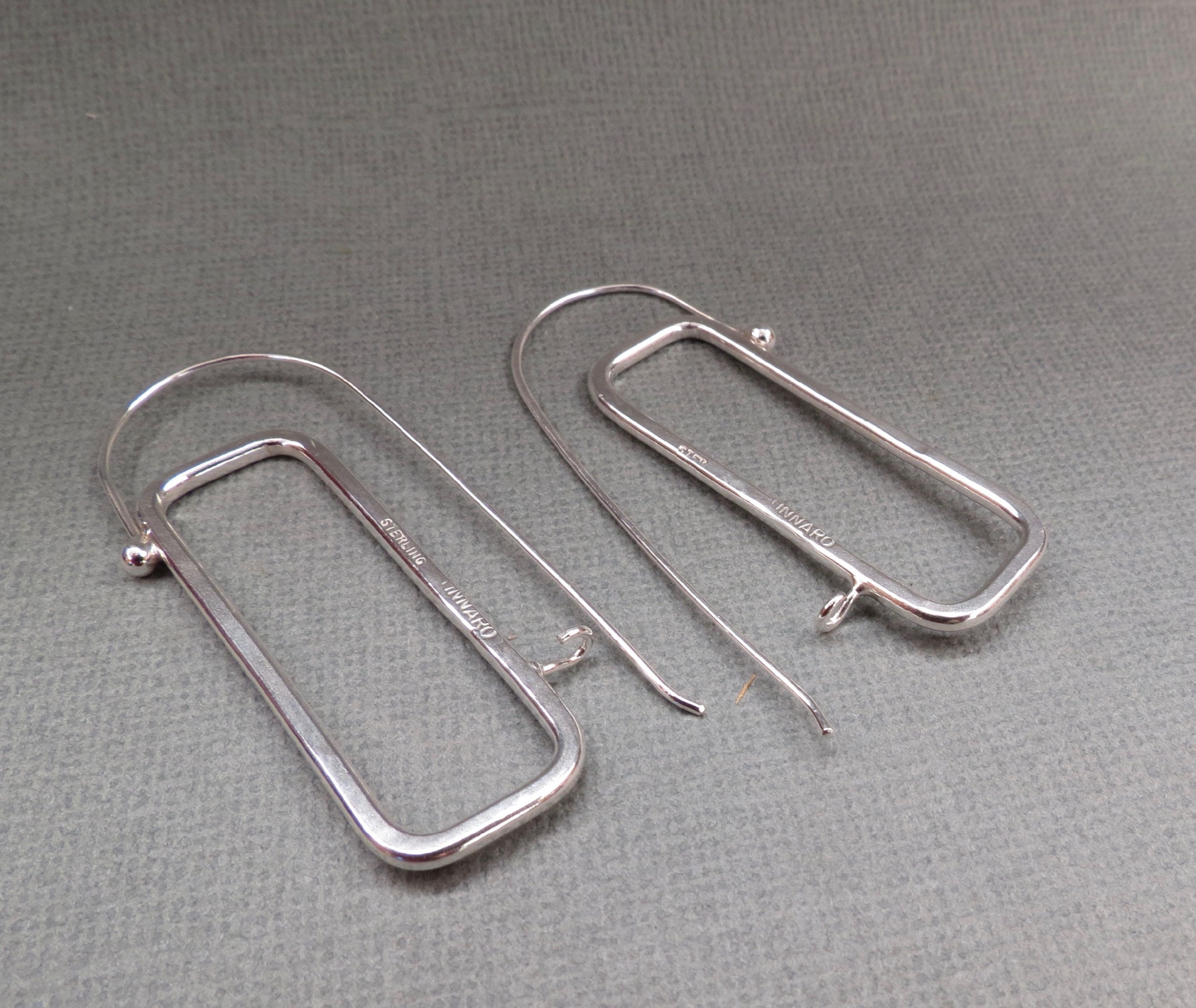 Sterling Silver Rectangle Chunky Hoops Handmade - Etsy