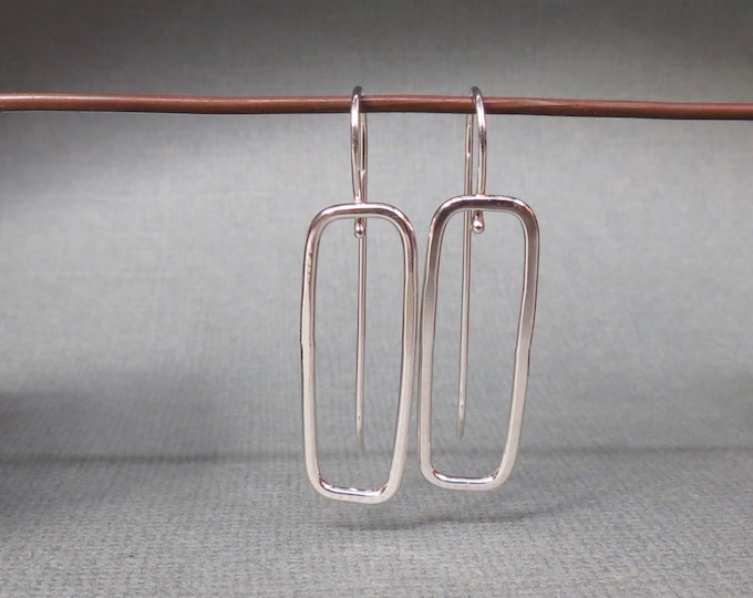 Sterling Silver Rectangle Earrings - Etsy