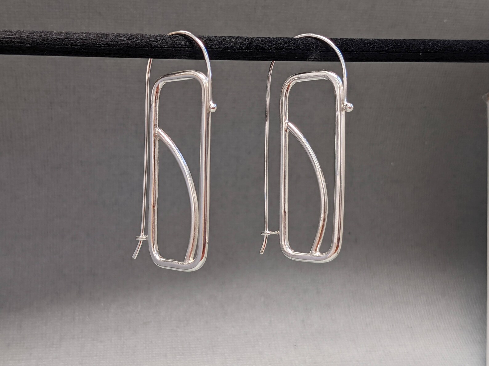 Sterling Silver Rectangle Curve Hoops, Chunky Hoops Handmade - Etsy