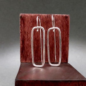 Sterling Silver Rectangle Earrings Handmade - Etsy