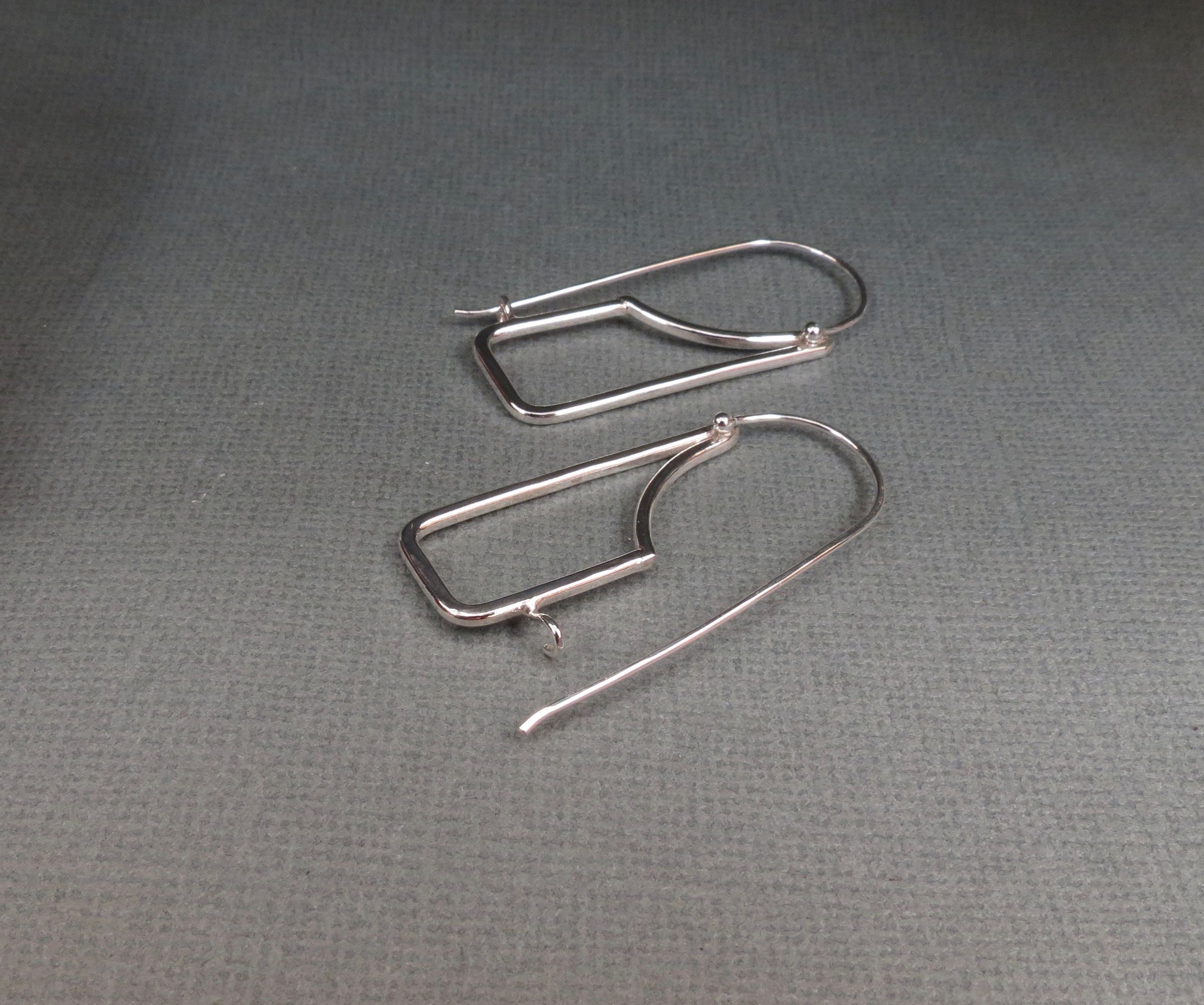 Sterling Silver Rectangle Cutout Hoops Handmade - Etsy