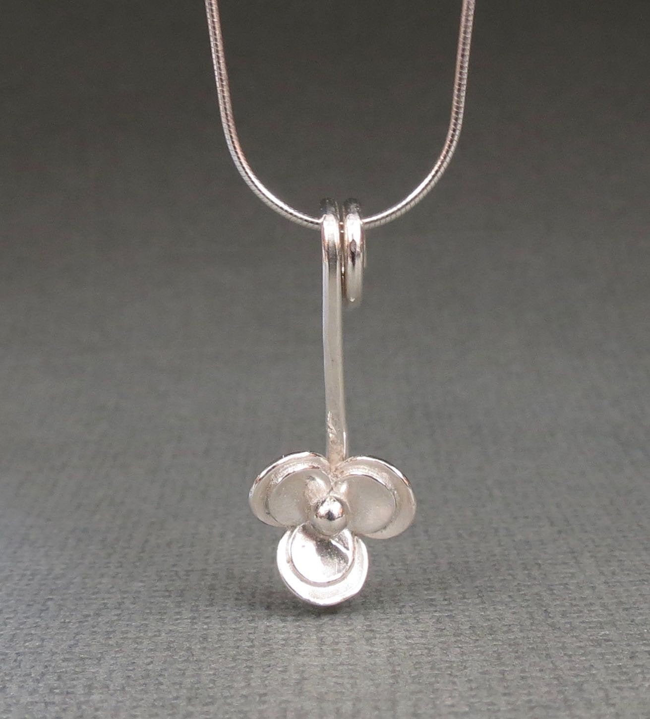 Sterling Silver Simple Flower Necklace Handmade - Etsy