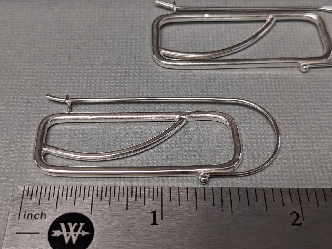 Sterling Silver Rectangle Curve Hoops, Chunky Hoops Handmade - Etsy