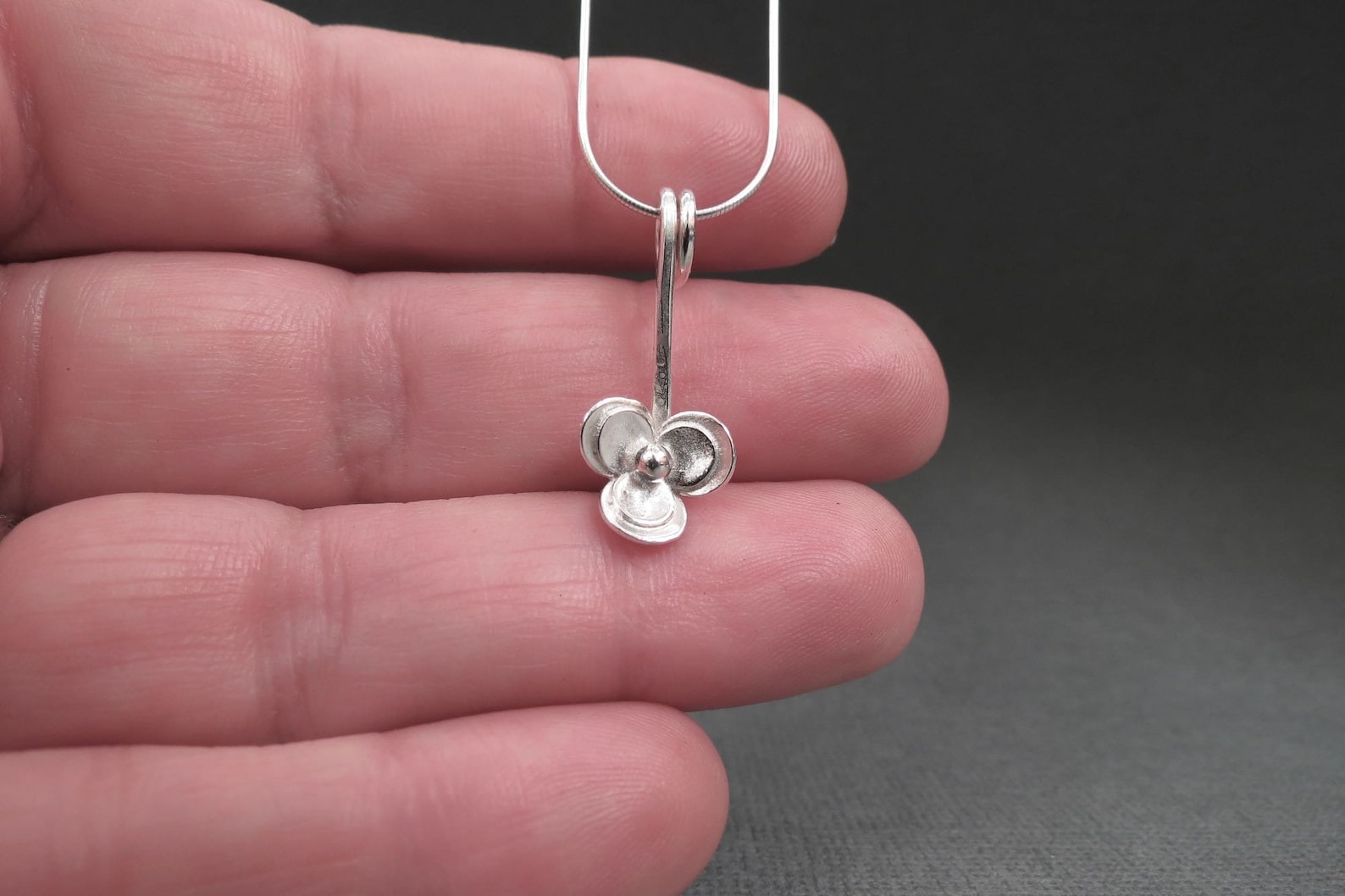 Sterling Silver Simple Flower Necklace Handmade - Etsy