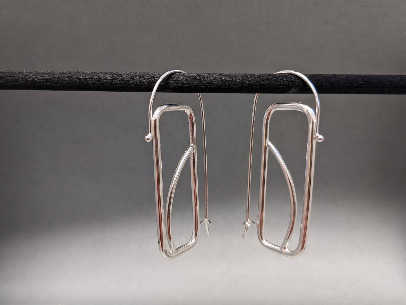 Sterling Silver Rectangle Curve Hoops, Chunky Hoops Handmade - Etsy