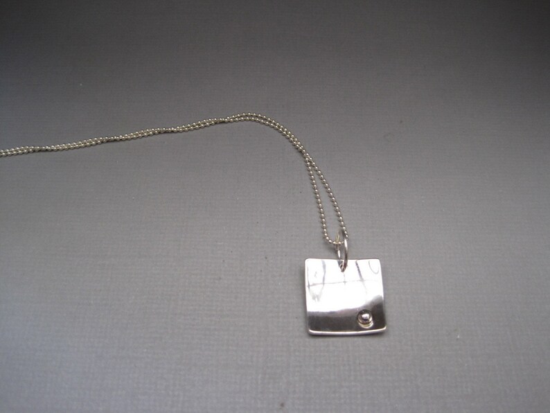 Sterling Silver Simple Square With Dot Necklace Charm - Etsy