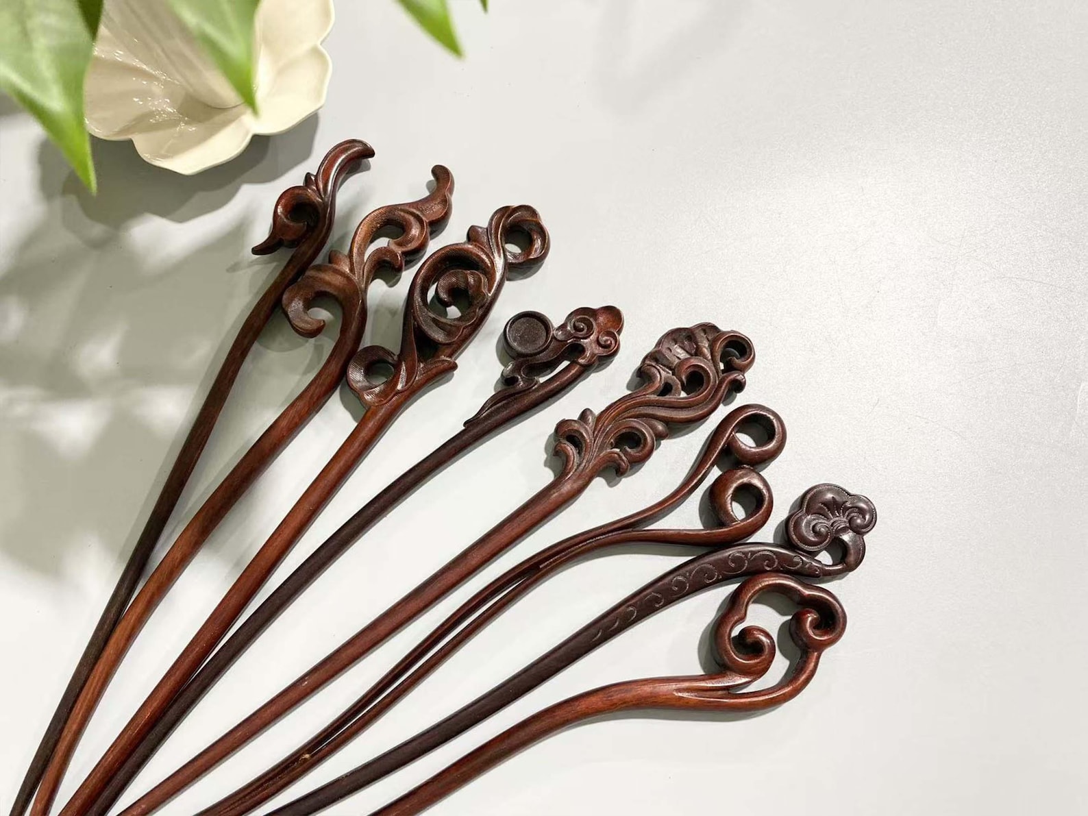 8pcs Miniature Wooden Cloud Hairpin, Unique Cloud Wood Hair Stick, Hair ...