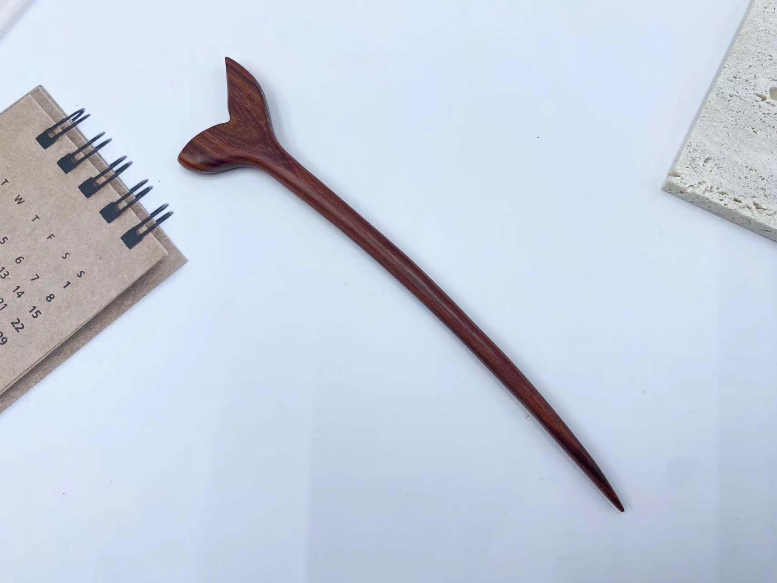 2pcs Unique Fish Wood Hair Stick, Cute Mini Wooden Fishtail Hairpin ...