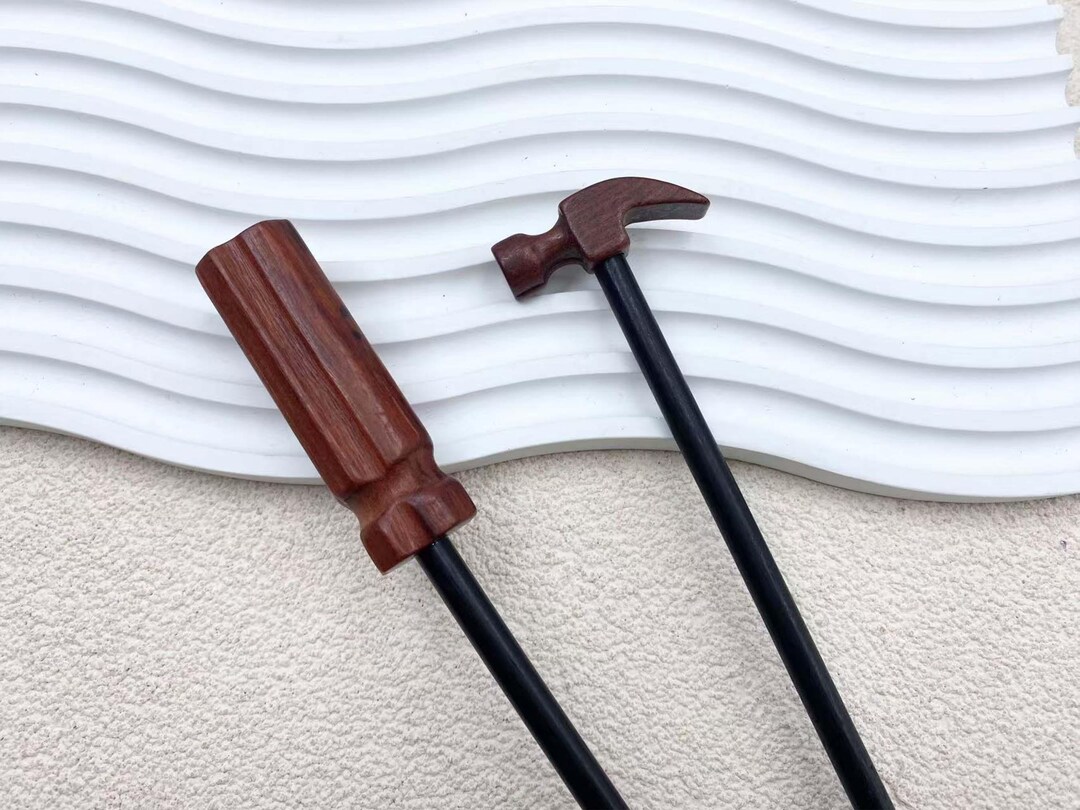 Cute Wooden Hammer Screwdriver Hairpin, Unique Hammer Screwdriver Wood ...