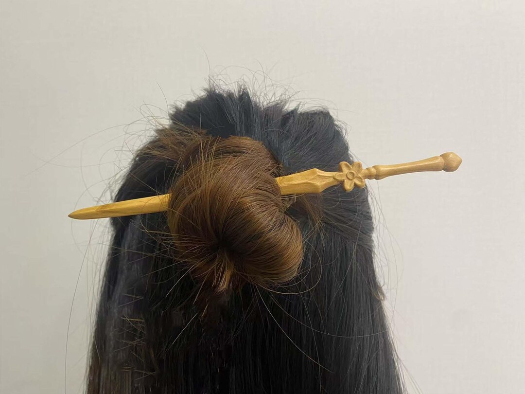 Hand Carved Sword Hair Fork, Wooden Sword Hair Fork, Cute Wooden ...