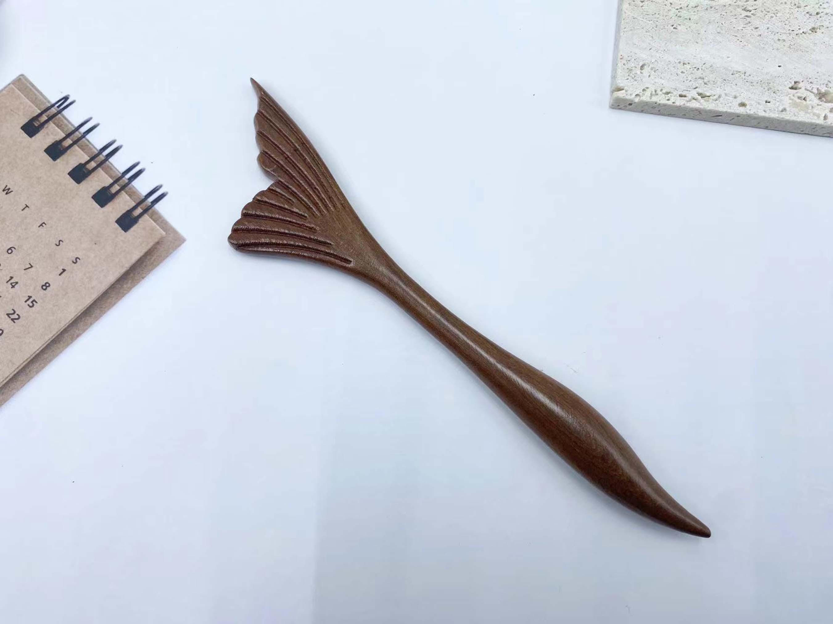 2pcs Unique Fish Wood Hair Stick, Cute Mini Wooden Fishtail Hairpin ...