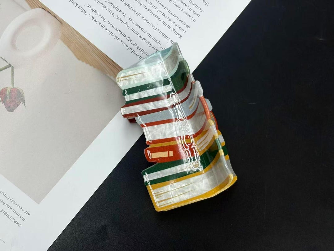 Resin Book Hair Claws, Unique Bookstack Resin Hair Clips Hair Accessory ...