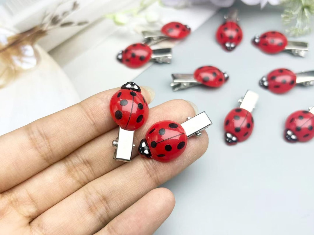 10pcs Handmade Ladybug Hair Clips, Mini Ladybug Hair Clips, Adorable ...