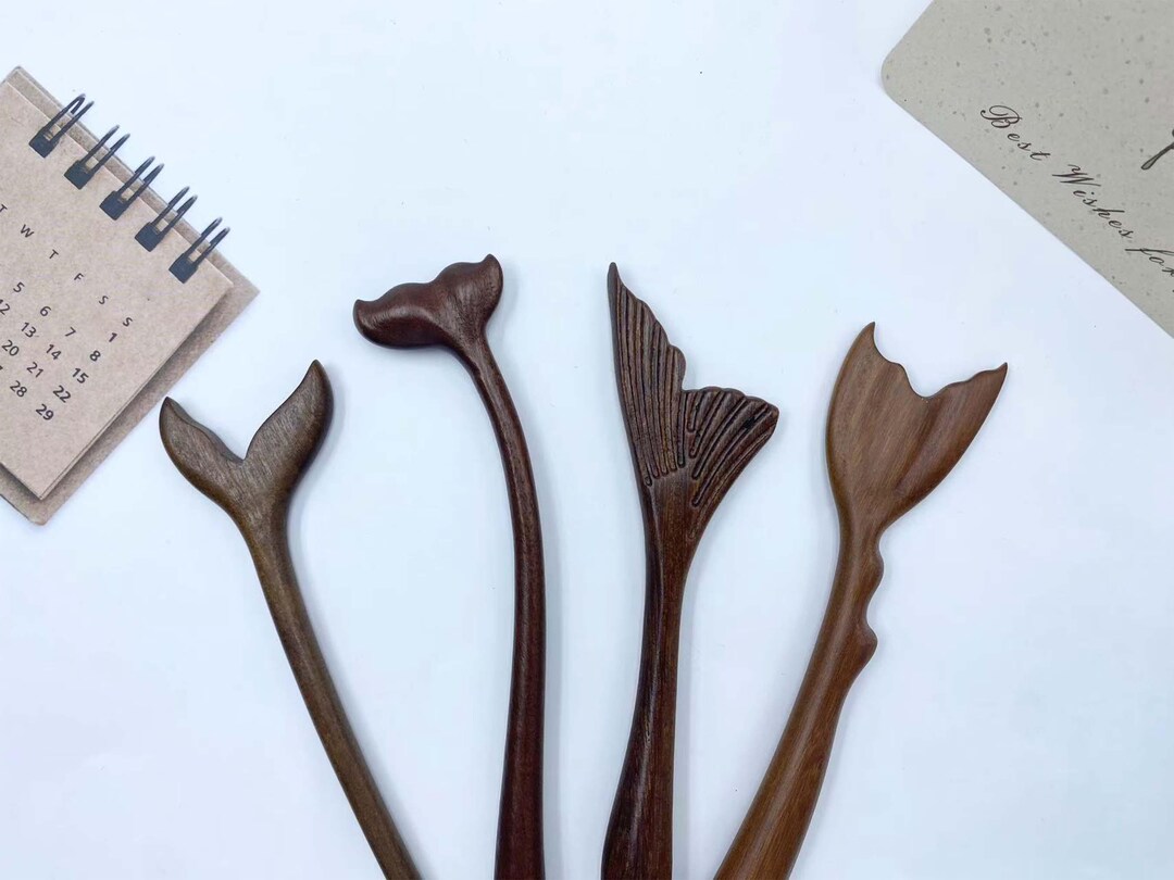 Cute Miniature Wooden Fishtail Hairpin, Unique Fish Wood Hair Stick ...