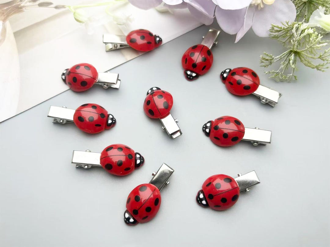 10pcs Handmade Ladybug Hair Clips, Mini Ladybug Hair Clips, Adorable ...