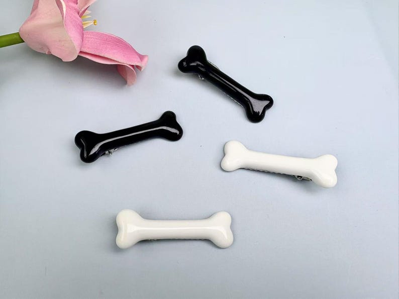 Handmade White Bone Hair Clip, Miniature Black Bone Hair Clip, Adorable ...