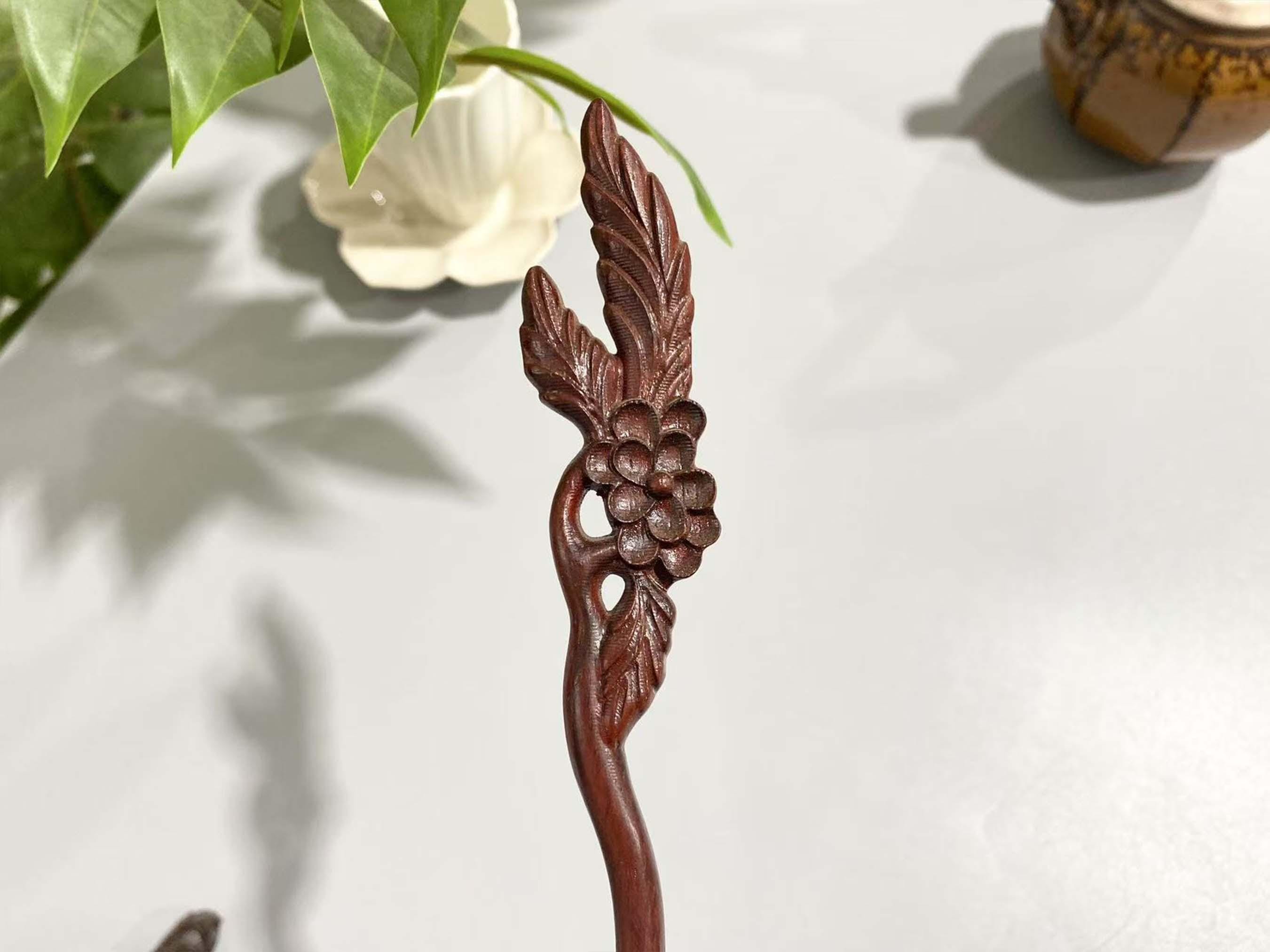 5pcs Mini Wooden Flower Hairpin, Unique Flower Wood Hair Stick, Hair ...