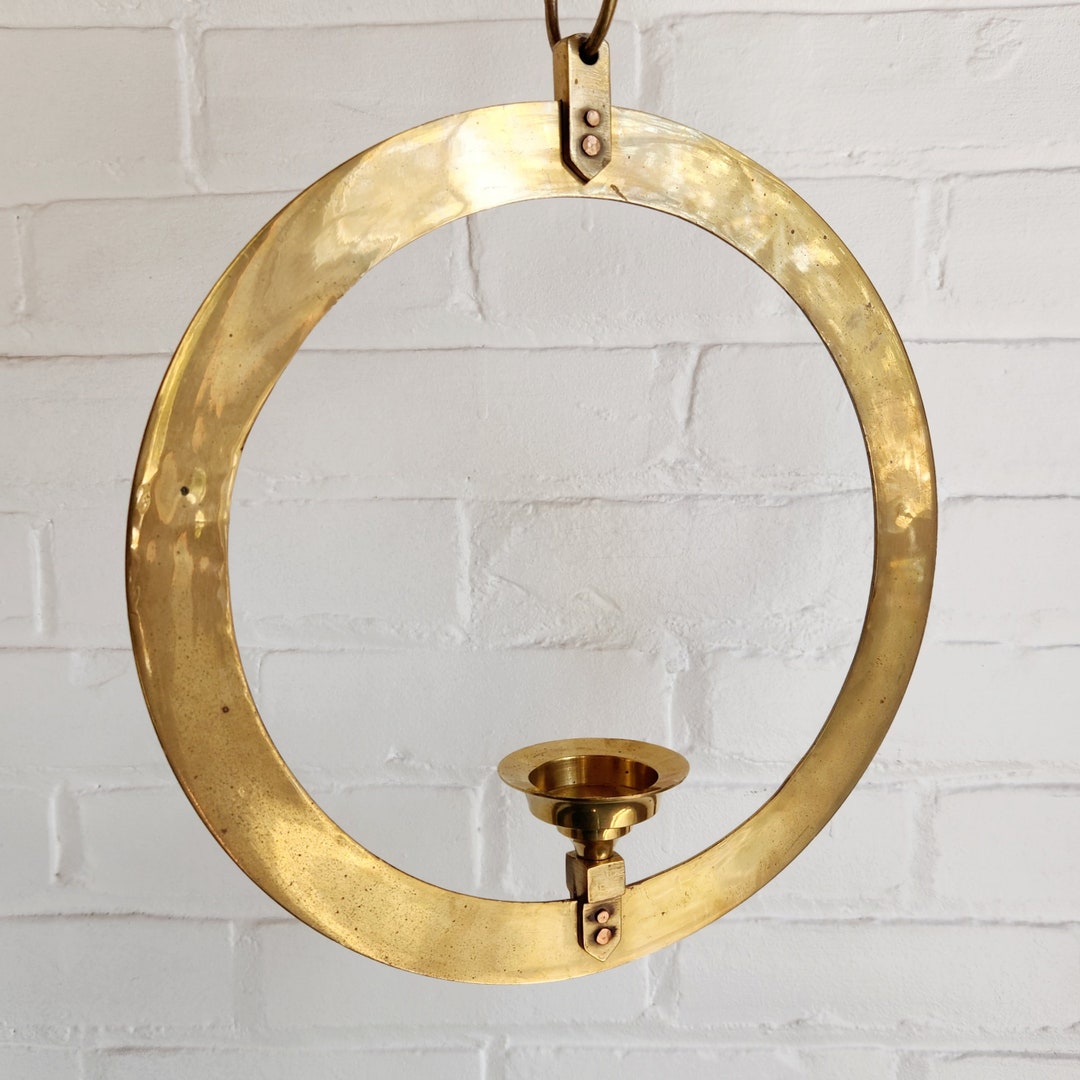 Vintage Hanging Candle Holder / 12 Inch Round Circular Circle Modern ...