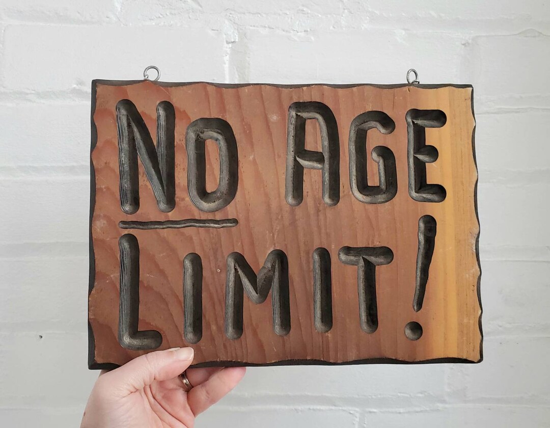 Vintage Hanging Sign / No Age Limit Sign / Wood Sign From 70s / Funny ...