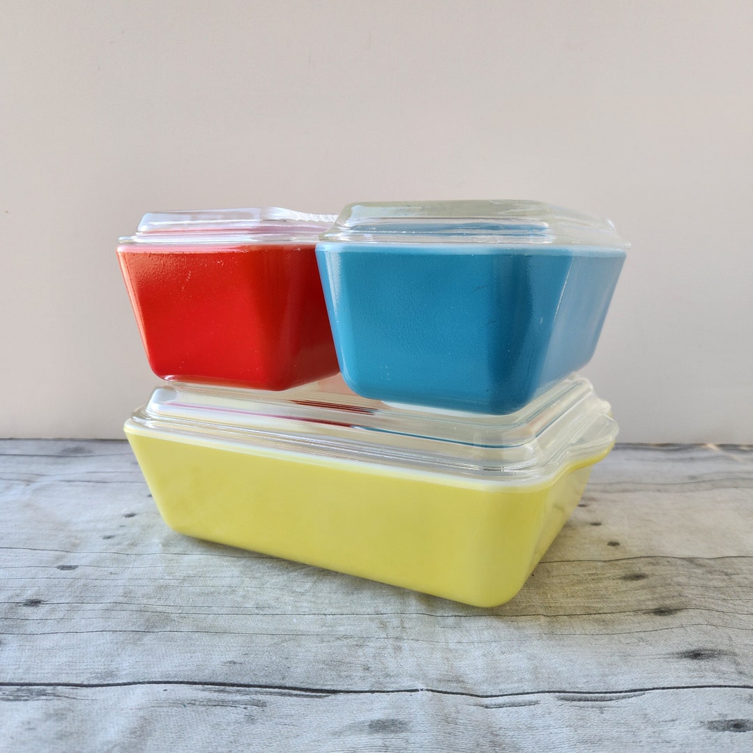 Vintage Pyrex Primary Colors Refrigerator Set / 501 502 503 With Lids ...