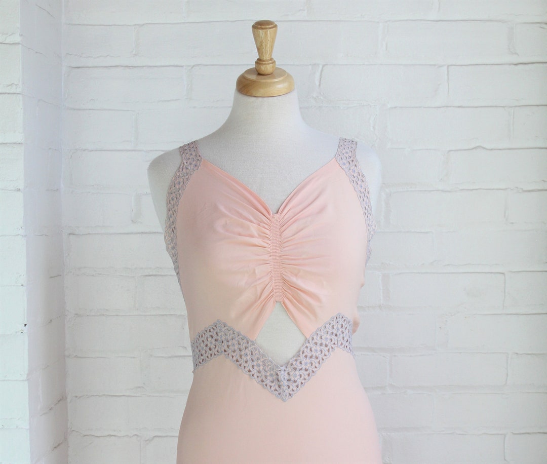 Vintage Laros Long Rayon Bias Cut Nightgown / Light Pink Purple ...