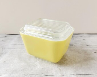 PYREX Vintage Yellow Verde Small Fridgie With Lid. 501 Dish With ...