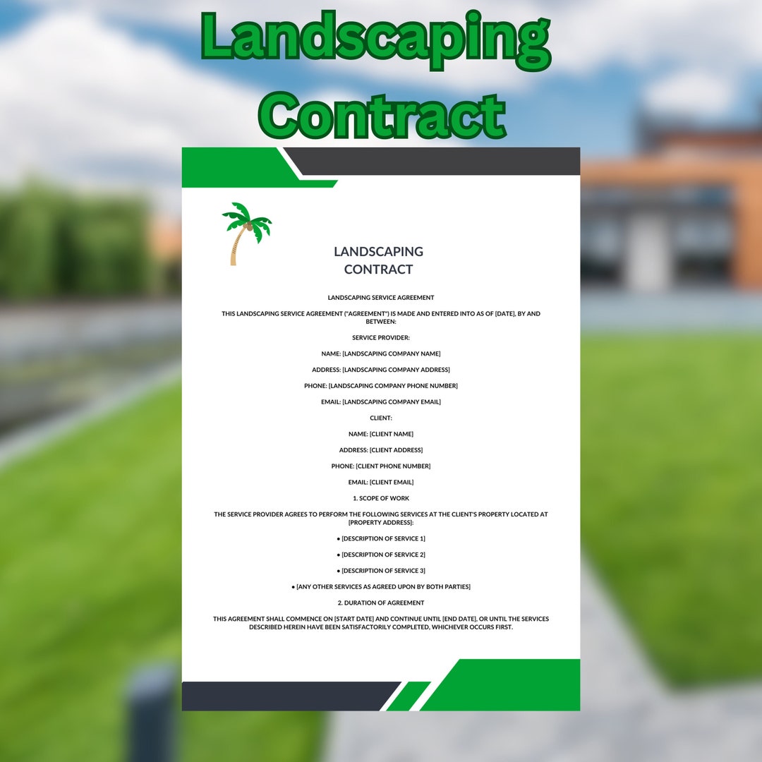 Lawncare Contract, Lawncare Agreement Template - PDF File, Instant ...